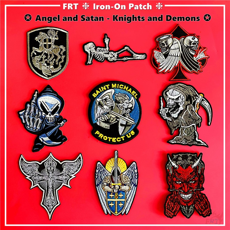 ☸ Angel & Satan - Knights & Demons Iron-on Patch ☸ 1Pc DIY Sew on Iron ...