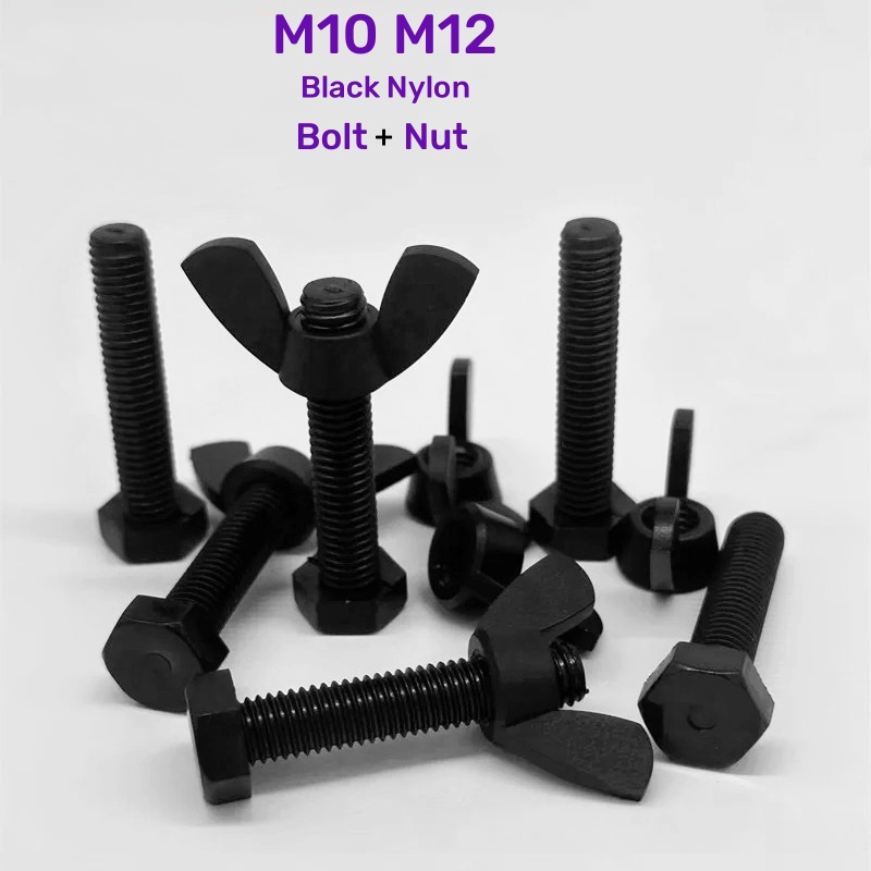 M10 M12 Black Nylon Outer Hexagonal Bolt Butterfly Nut Sets DIN933 ...