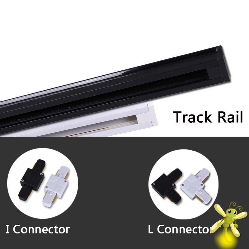 LED Track Rail for Track Light 0.5 M 2 Wire Black White Spotlight Rail ...