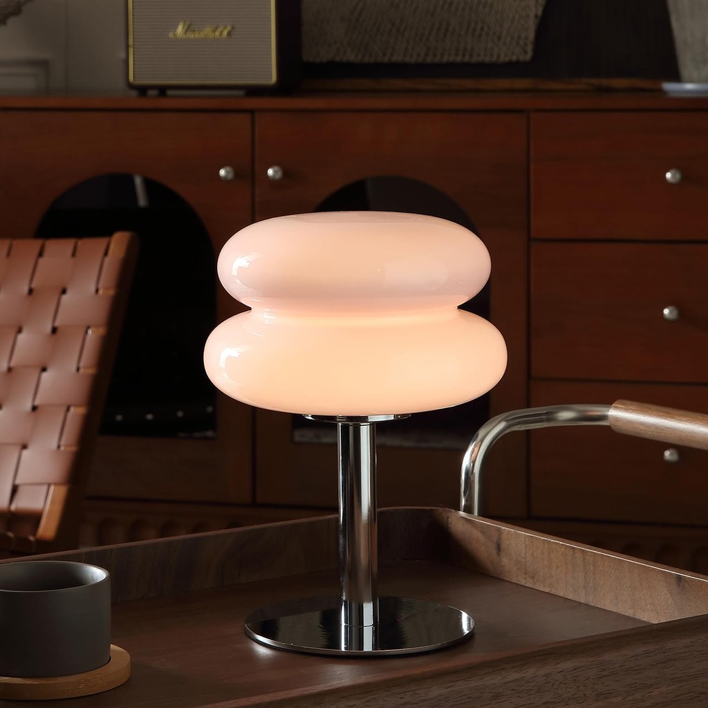 Pink Mushroom Bedside Table Lamp Aesthetic Mid Century Lamp Glass ...