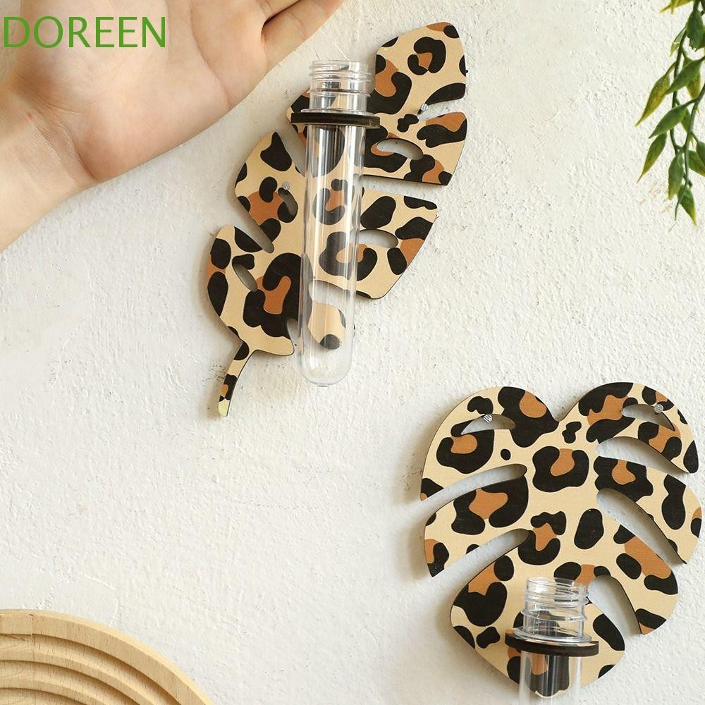 DOREEN Leopard Wall Planters, Wooden Handmade Turtle Back Leaves Vase ...