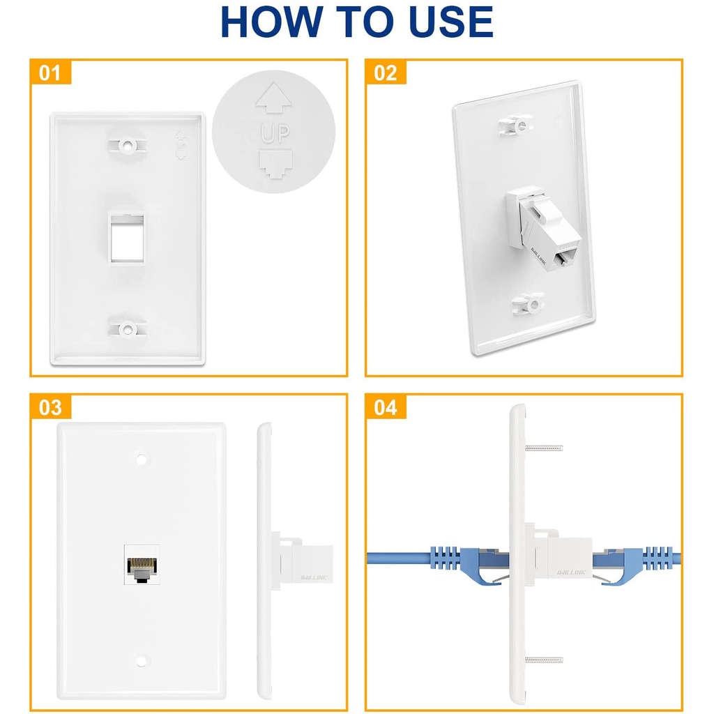 Zoerax Keystone Jack Wall Plate Usa Faceplate Low Profile Ethernet Wallplate Single Gang