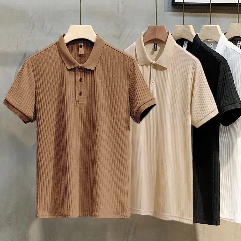 Brown Polo Shirt For Man Summer Short Sleeves Casual Formal Plain Polo ...