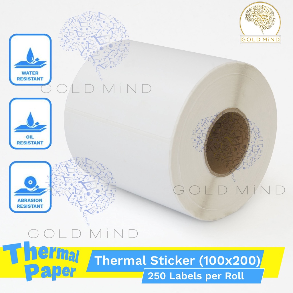 100x200 Thermal Sticker Paper Adhesive Label for Thermal Printer 250 ...