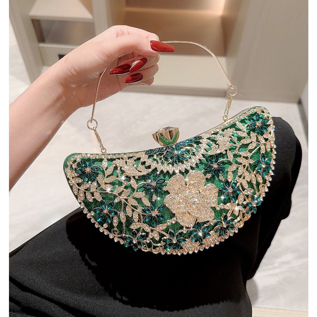 New Luxury Dinner Bag Rhinestone Banquet Clutch Glittering Dress Bag ...