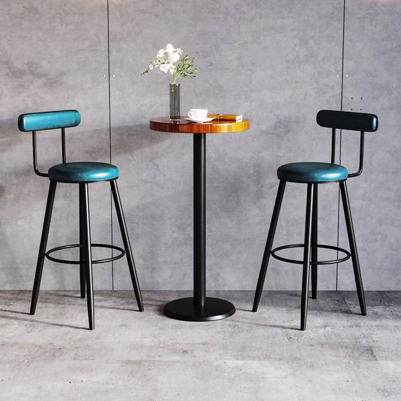 Nordic Iron High Chair Home Bar Chair Leather Seat with Backrest High ...