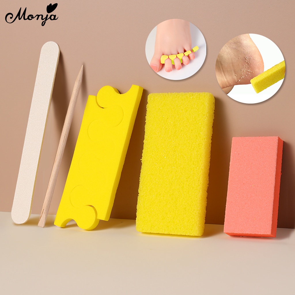 Monja 5 in 1 Disposable Pedicure Kits Nail File Buffer Block Cuticle ...