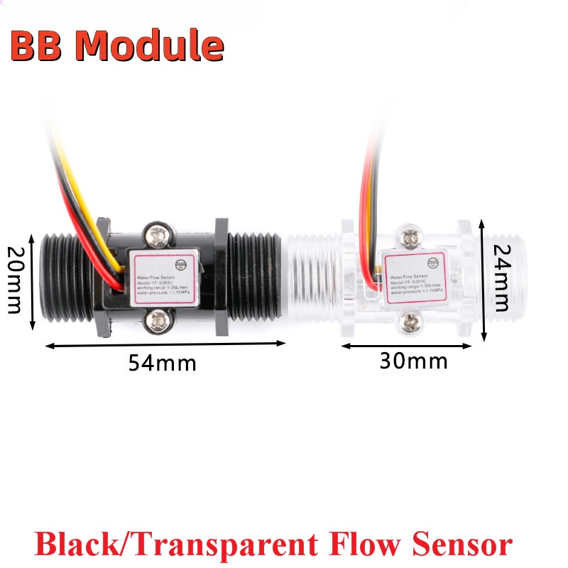 YF-S201C Transparent/Black Flow Sensor Turbine Flowmeter Water Flow ...