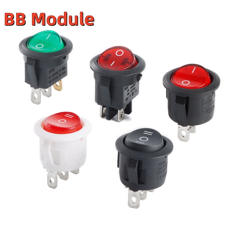 5Pcs KCD1 Rocker Switch Black White Red Green LED 2/3/4 Pin 2/3 Gear ON ...