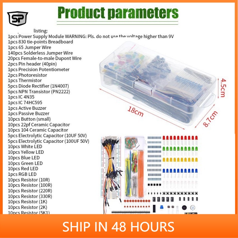 830 Breadboard Set Tie-points Breadboard Set Electronic Component Basic ...