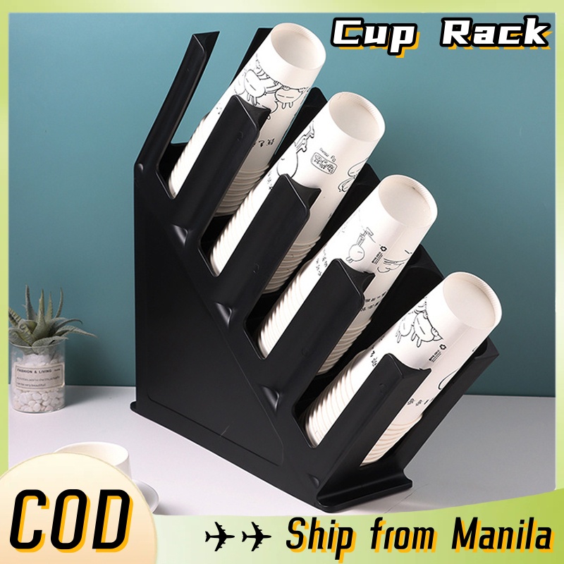 【COD】Plastics Cup Rack 4 Slots Cup Holder Cup Dispenser for Milktea ...