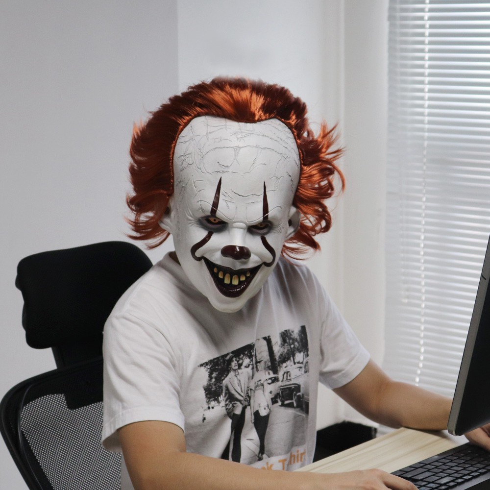 ZST Horror Pennywise Stephen King Cosplay Scary Red Hair Clown Killer ...