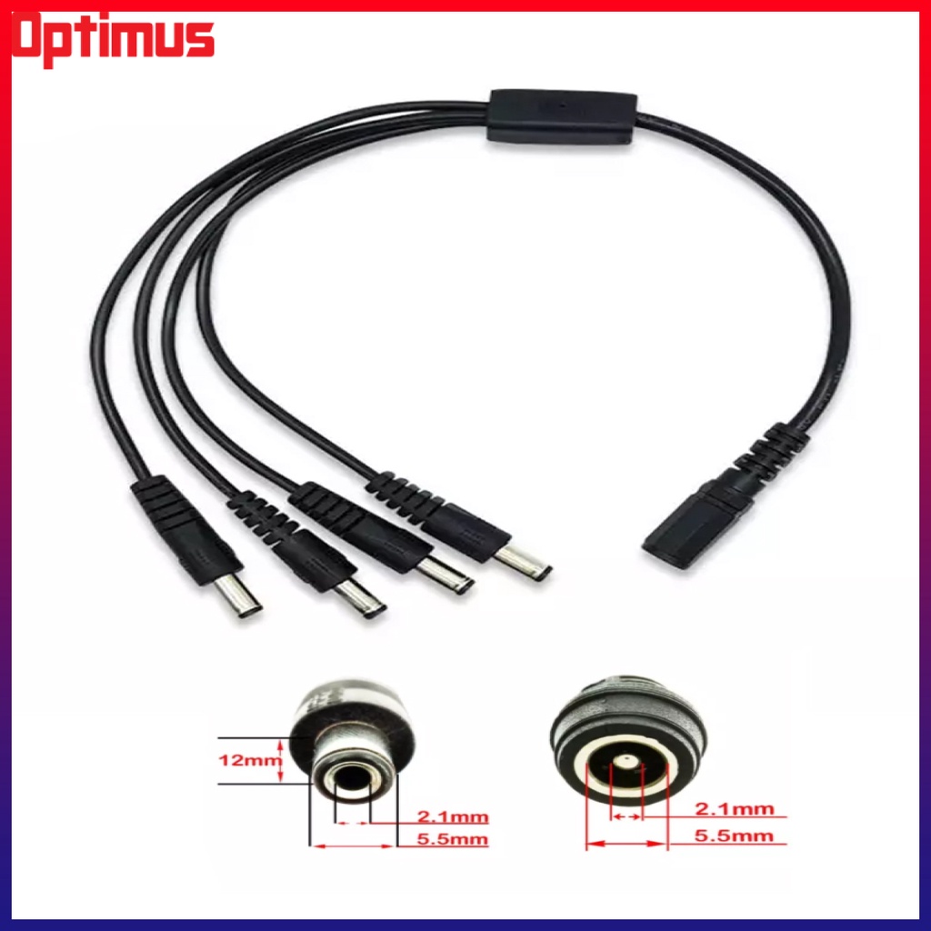 Optimus Depot DC Power 1 to 4 Way Splitter Connector Plug Cable 5.5mm*2 ...