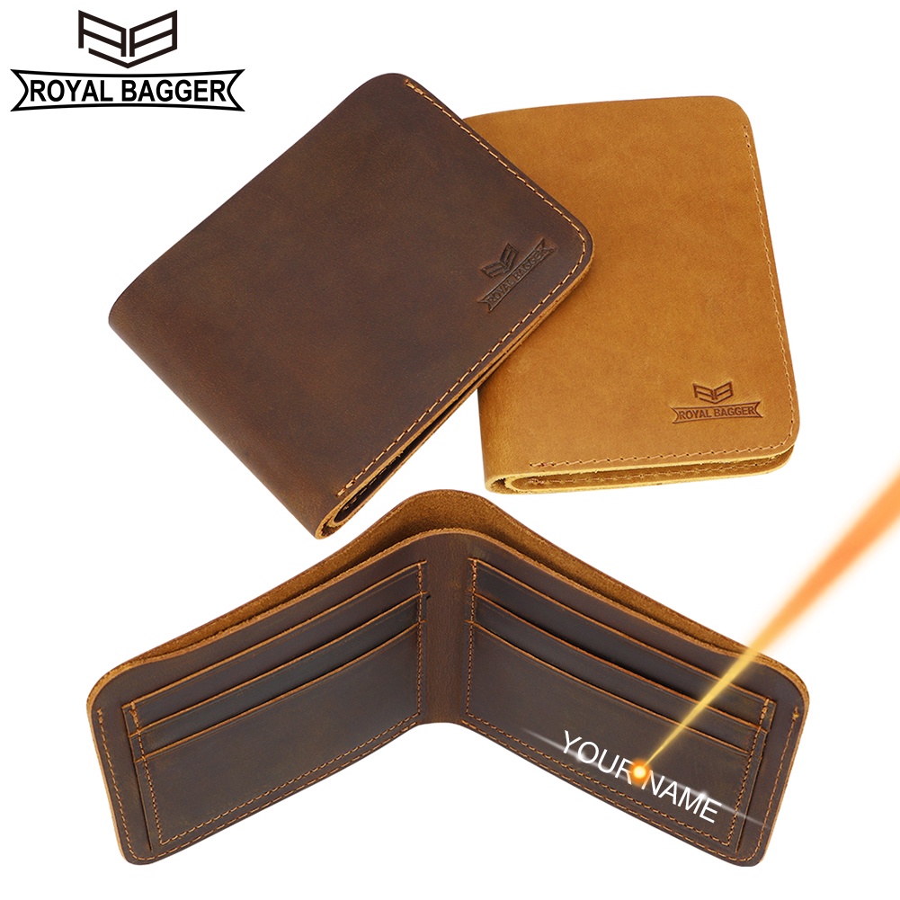 Royal Bagger Vintage Short Wallets for Men Genuine Cowhide Crazy Horse ...