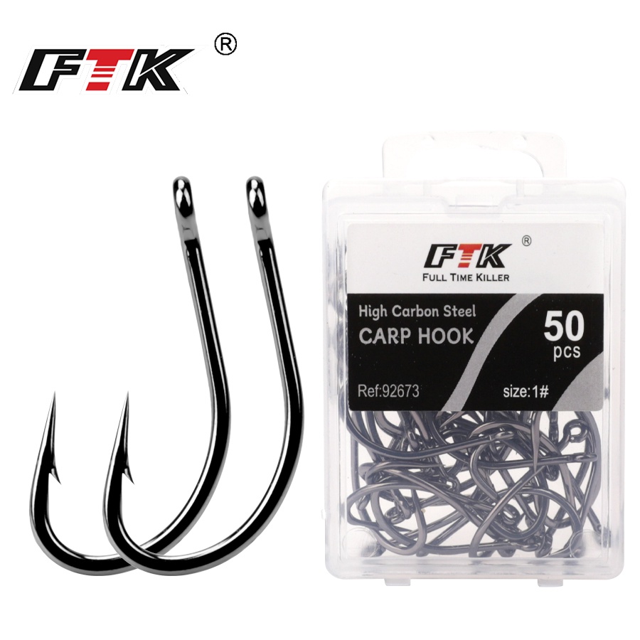FTK 92673 Fishing Hook Ringed High Carbon Steel Barbed Hook Fishing ...