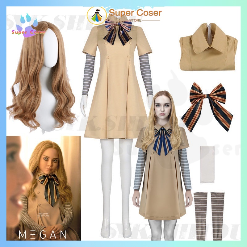 READY STOCK M3GAN Cosplay Costume Megan Cosplay Set Of 4 Includes Dress ...