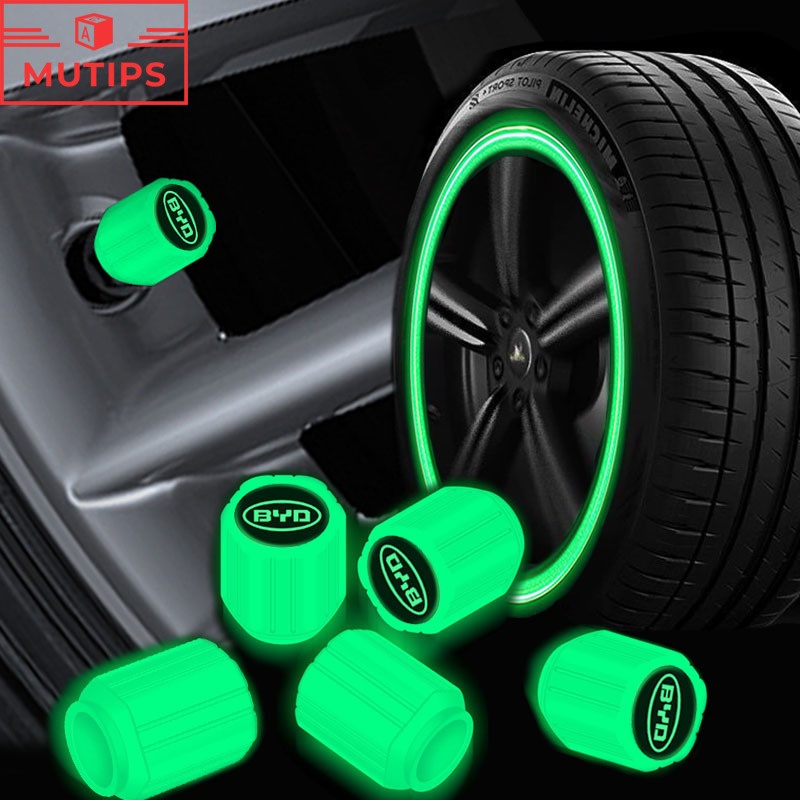 BYD 4Pcs Car Luminous Tyre Valve Cap Stem Glow Lighting Tire Valves ...