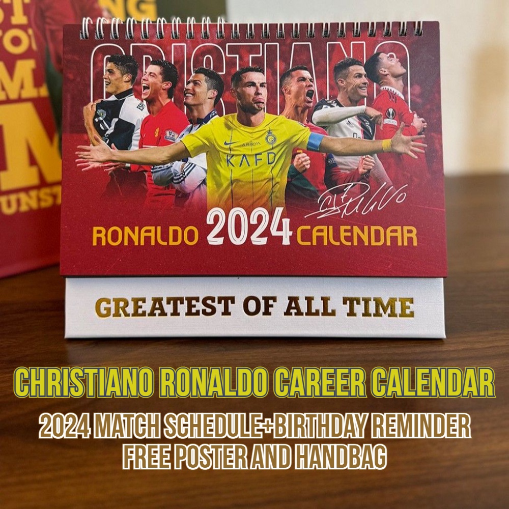 2024 Desk Calendar Christiano Ronaldo Matches Schedule + players ...