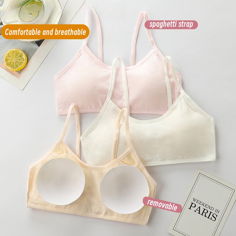 MOMO 8-14Y Solid Baby Bra Soft Training Bra Teenagers Girl Student Vest ...