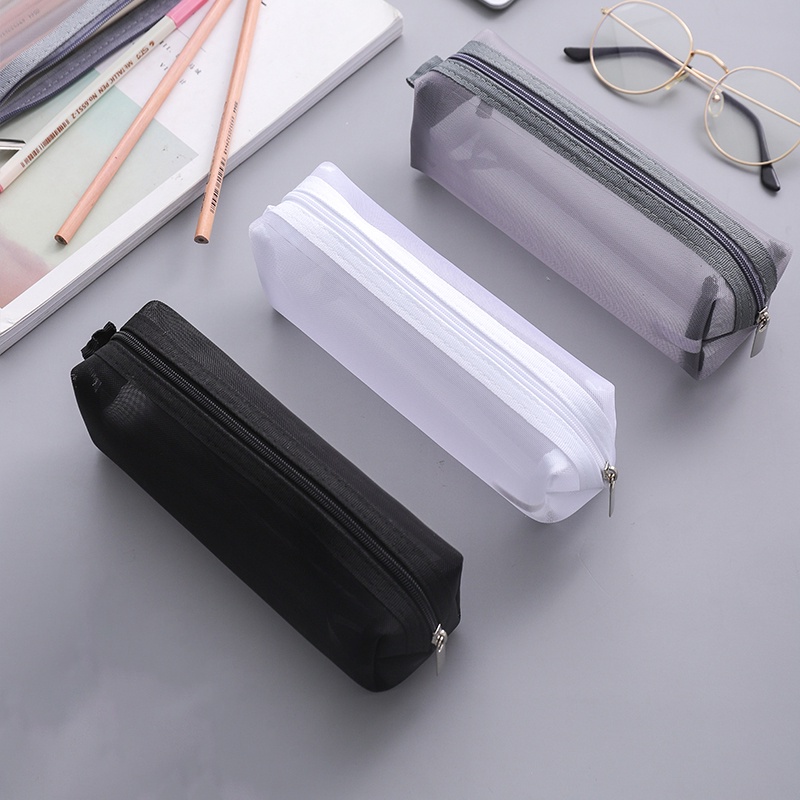 Transparent Gauze Pencil Case MUJI Style Pen Bag High Capacity Pencil ...