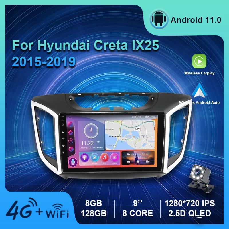 Android 12 Car Radio For Hyundai Creta ix25 2015 -2019 Multimedia Video Player GPS Carplay Auto ...
