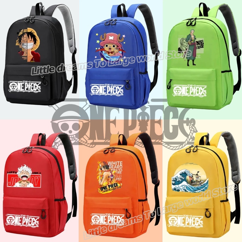 New ONE PIECE Backpack Solid Color Cartoon Printed Large Capacity ...