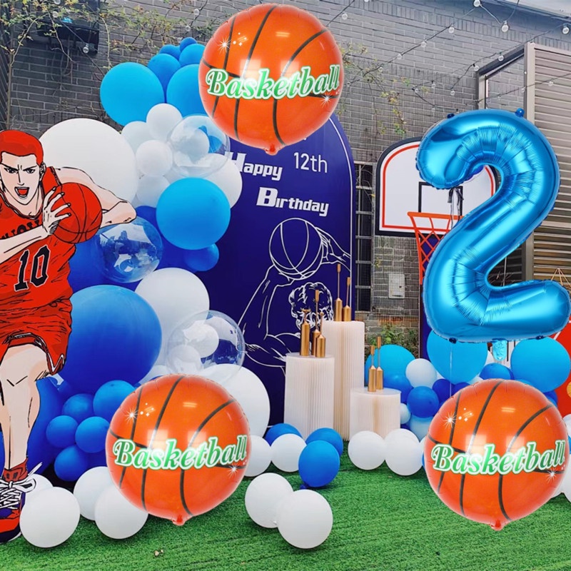 NBA Basketball Theme1-9 Year Old Balloons Set 32inch Blue Number Blue ...