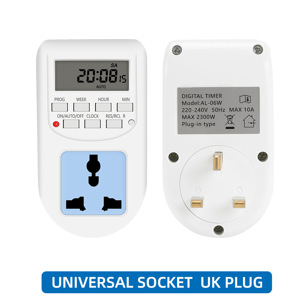 Digital Time Switch Timer With UK PLUG Weekly Programmable Electronic Digital Timer Switch LCD ...