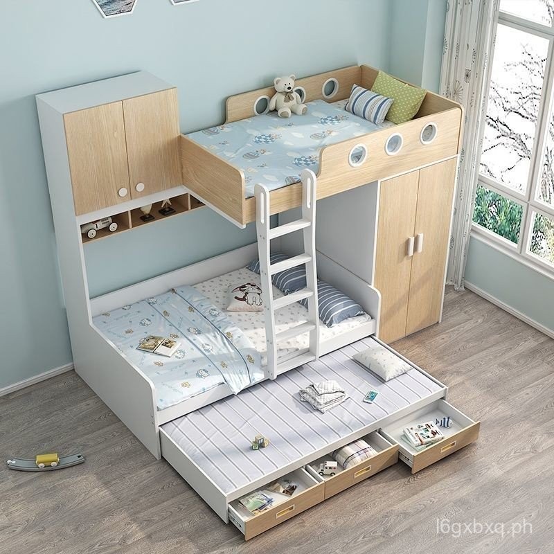Small Apartment Children's Bed with Desk, Bunk Bed, Parallel Bunk Bed ...