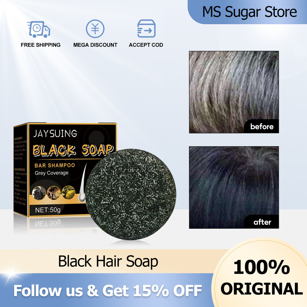 Jaysuing Black Soap 50g Grey Coverage Bar Shampoo Natural Hair ...