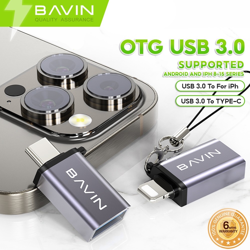 BAVIN OTG Adaptor USB 3.0 Fast Data Transfer for For iPh 16 and TYPE-C ...