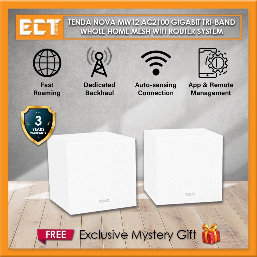 Tenda Nova MW12 AC2100 Gigabit Tri-Band Whole Home Mesh Wifi Router ...