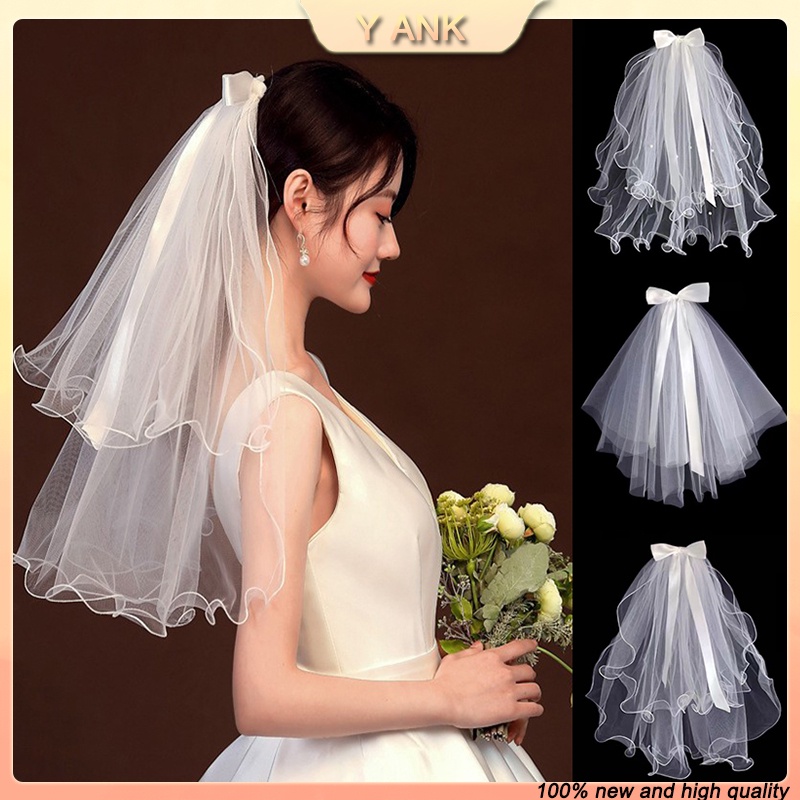 Wedding Veil Bride Bachelorette Party Bridal Gift with Bow Pearl for ...