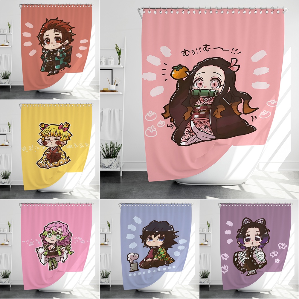 Anime Demon Slayer Polyester Waterproof Shower Curtain Water Resistant ...