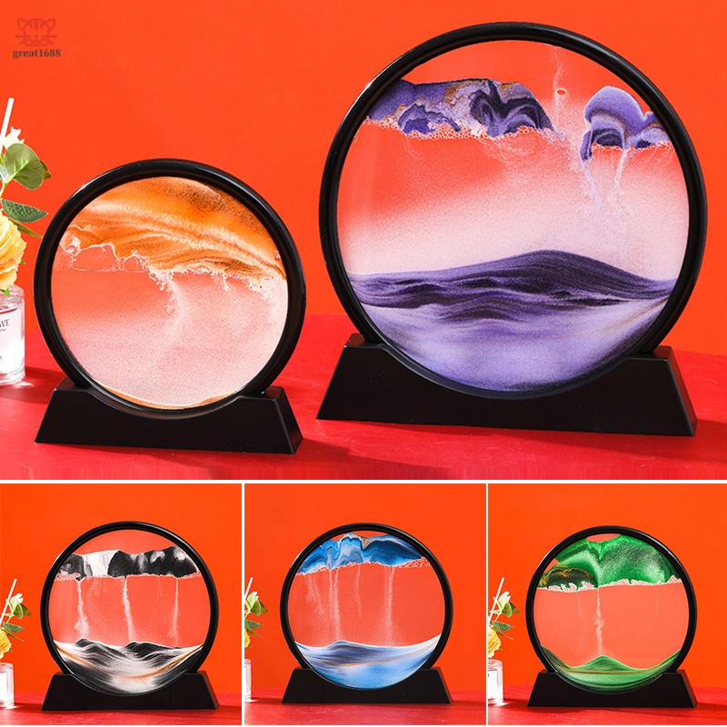 3D Sand Art Liquid Motion Dynamic Sand Art Round Glass Moving Sandscape ...