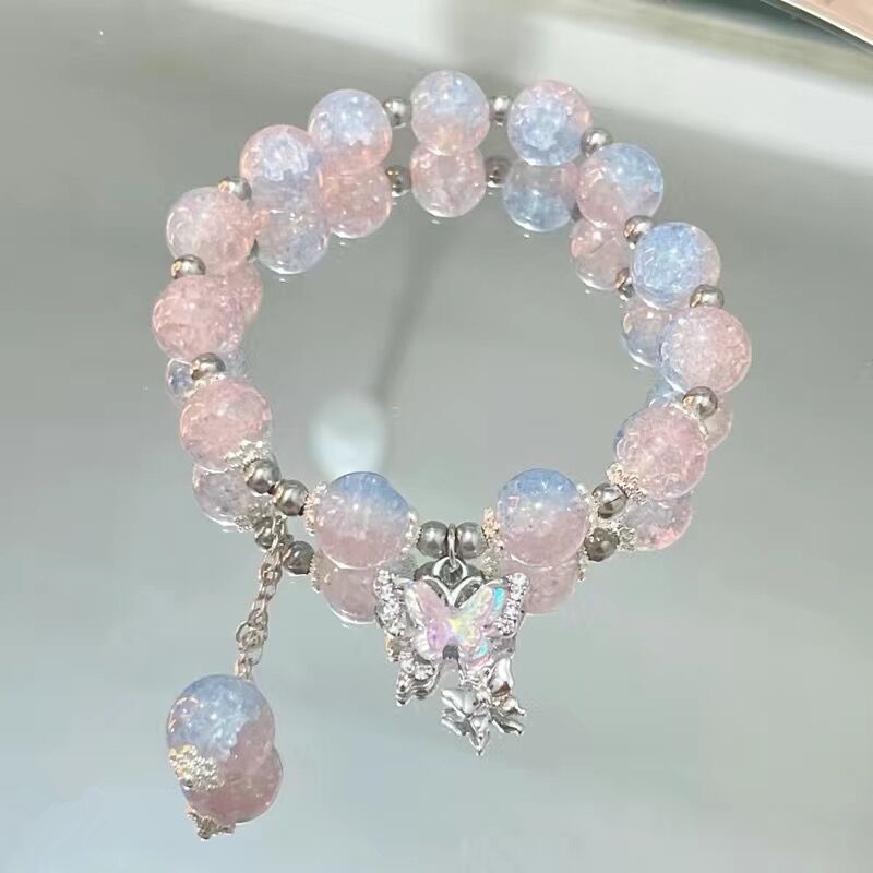 Ins New Style Imitation Opal Butterfly Fashion Colorful Bead Bracelet ...