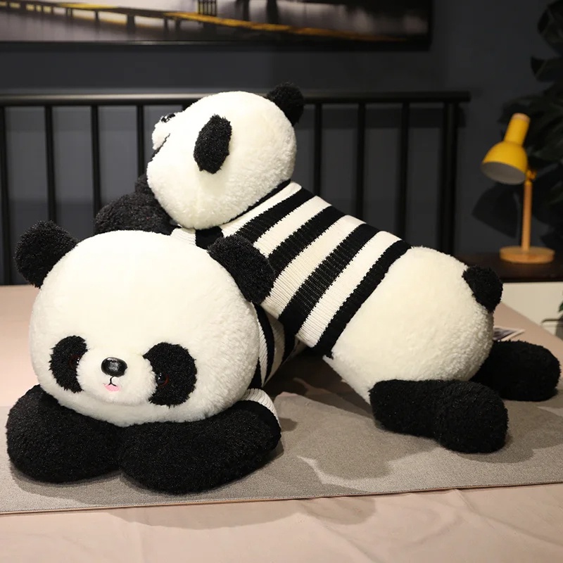 Super Cute Sweater Giant Panda Plush Long Pillow Cartoon Stuffed Animal ...