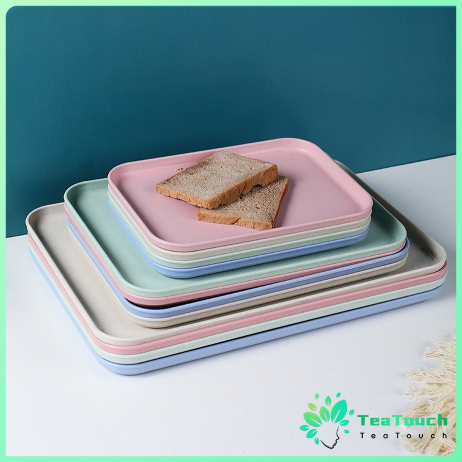 3 Colors Wheat Straw Tray Unbreakable Lightweight Dinner Dishes for ...