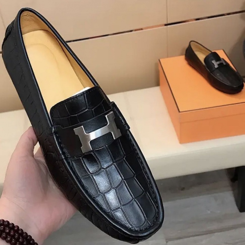 European Station Genuine Leather Stone Pattern Peas Shoes Men's Low-Top ...