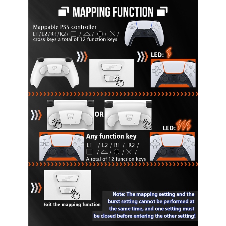 Double Back Button Handle Back Clip Rear Back Button Programmable ...