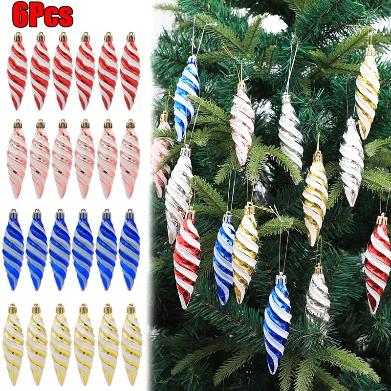 6Pcs/box Simulation Icicle Candy Canes Spiral Christmas Balls for ...