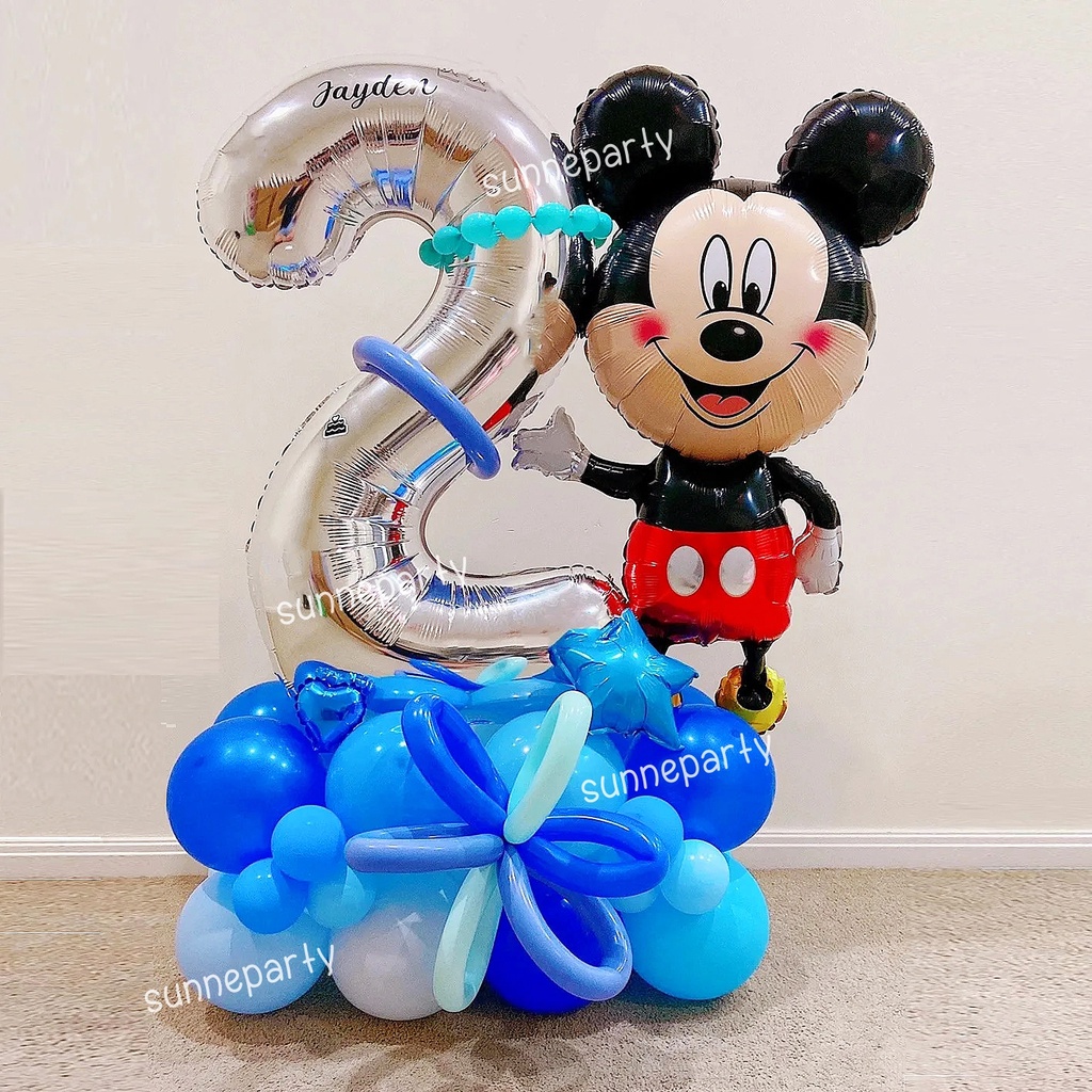 Disney Mickey Mouse Party Balloon 0-9 Th 32inch Silver Number Balloon ...