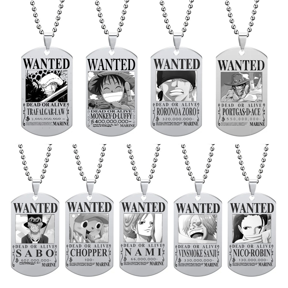 Anime One Piece Necklace Luffy Zoro Ace Law Nami Stainless Steel ...