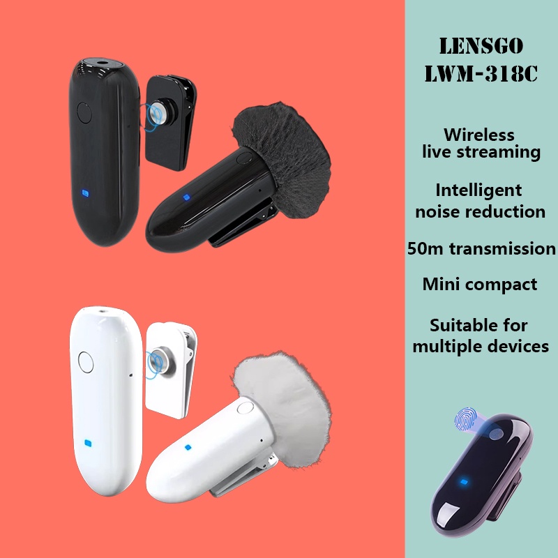 LENSGO LWM-318C Wireless Lavalier Microphone SLR Camera Professional ...