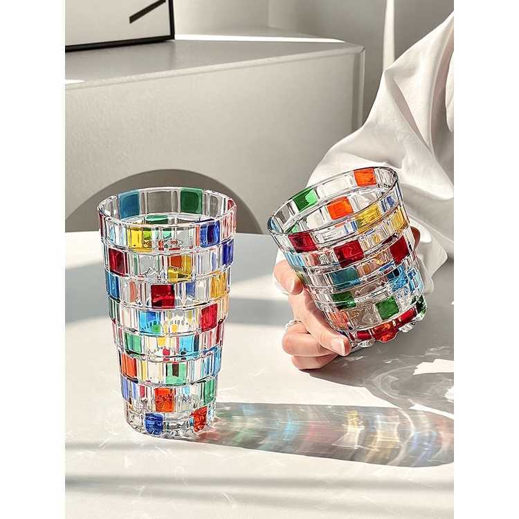Medieval ins Stained Glass Refraction Rainbow Cup Hand-Painted Stained ...