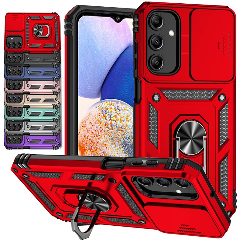 For Samsung Galaxy A15 A14 A13 A12 5G Armor Shockproof Case Slide Camera Lens Protect Cover ...