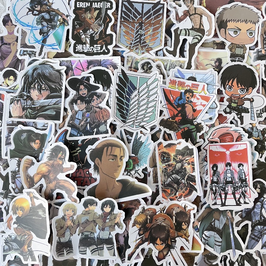 100Pcs/Set Attack on Titan Stickers Eren Mikasa Ackerman Armin Arlert ...