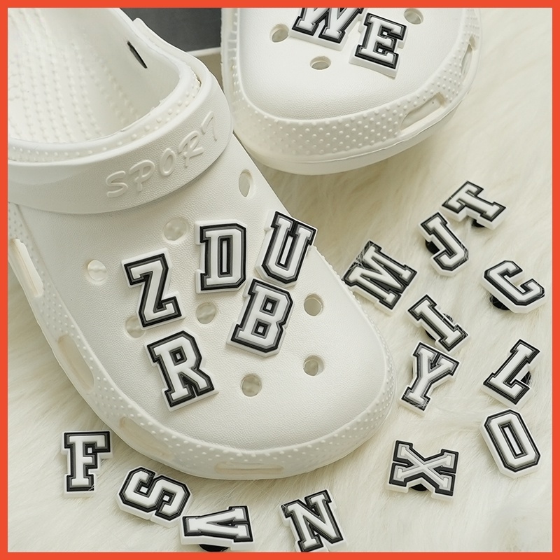 Jibbitz Black White Crocs Buckle Letters 26 Letter A-Z Number 0-9DIY ...