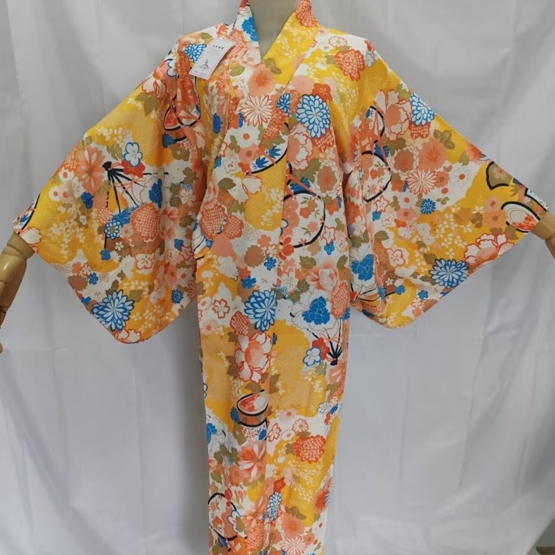 Japanese Traditional Yukata Kimono With Obi Vintage Women Evening Dress ...
