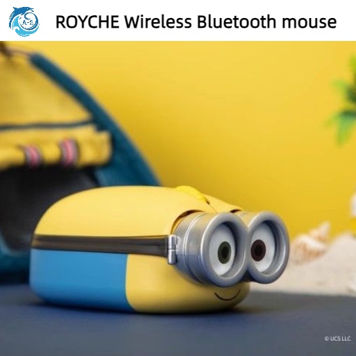 ROYCHE Minion Cartoon USB Wireless Bluetooth Mouse Office Home Non-Silent Dual Mode Doll ...